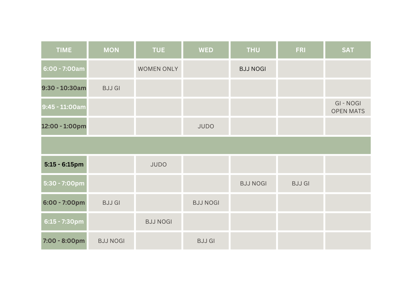 Timetable – My Store